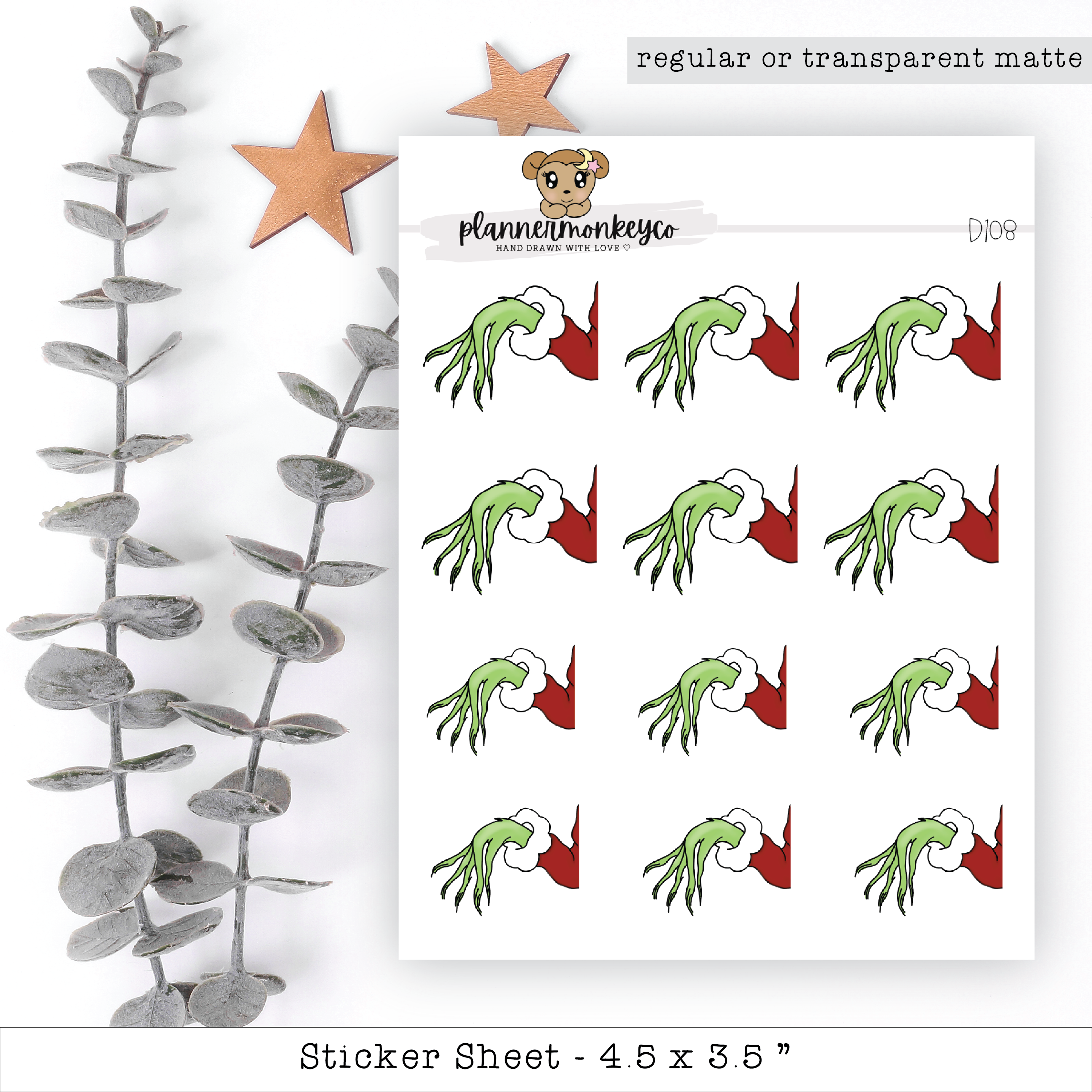 Grinchy Hand Doodle Stickers – PlannerMonkeyCo